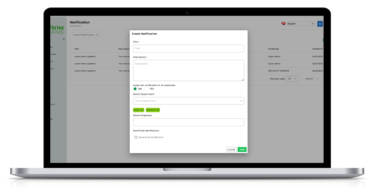 Notifications and Alerts - Thrive HRMS